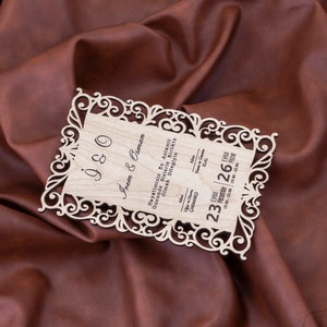 Laser Engraved Wood Wedding Invitation: Rustic Flower Ivy Design - Etsy