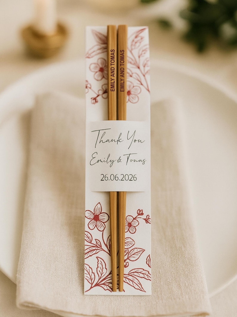 Personalized Chopstick Wedding Favors: Asian Style Guest Gift – Custom ...