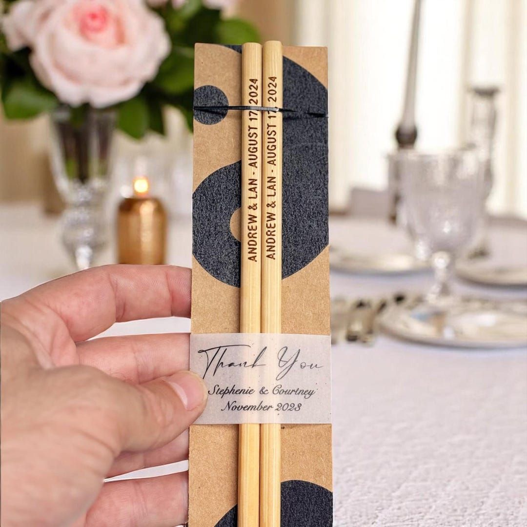Engraved Bamboo Chopsticks, Unique Wedding Favors - Etsy