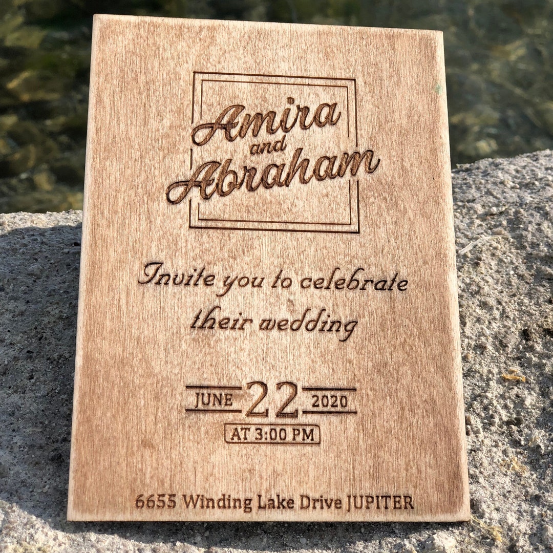 Custom Wedding Invitation Wood Invitation Rustic Wedding Invitation ...
