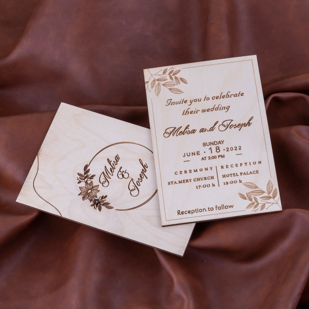 Rustic Wedding Invitations, Wedding Invitation Card, Wood Invite Set ...