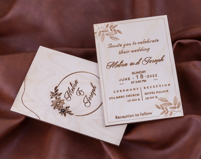 Personalized Wooden Wedding Invitation, Rustic Invitation - Etsy