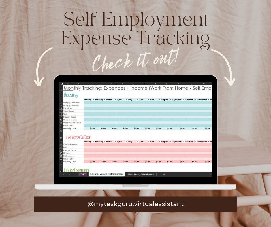 Monthly Annual Expense & Income Tracking Spreadsheet, W/auto-calculate ...