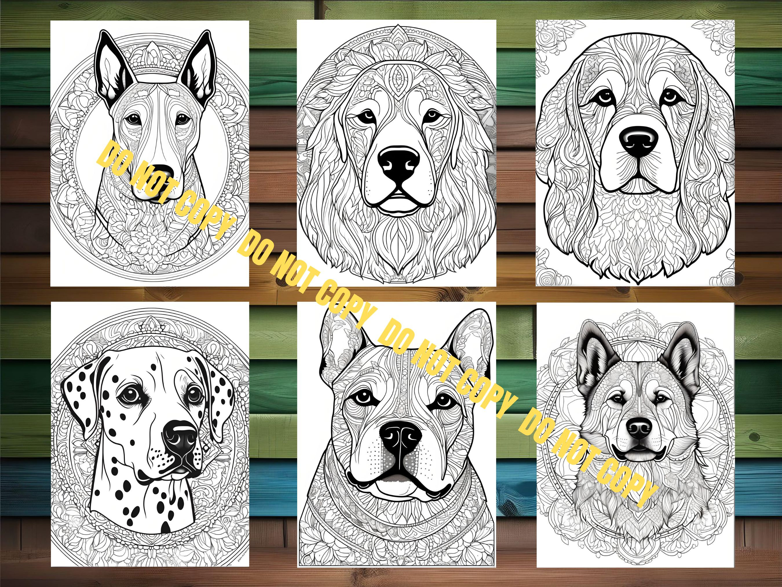 45 Dog Breed Adult Mandala Patten Coloring Pages Stress Relieving ...