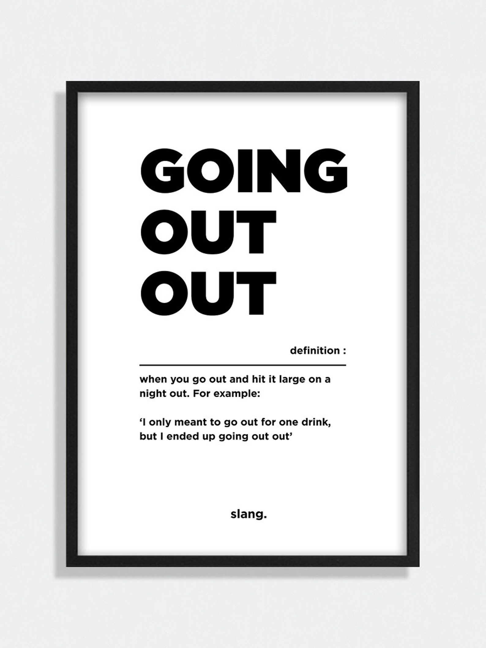 Going out out text print Poster Wall Art Home Decor | Etsy