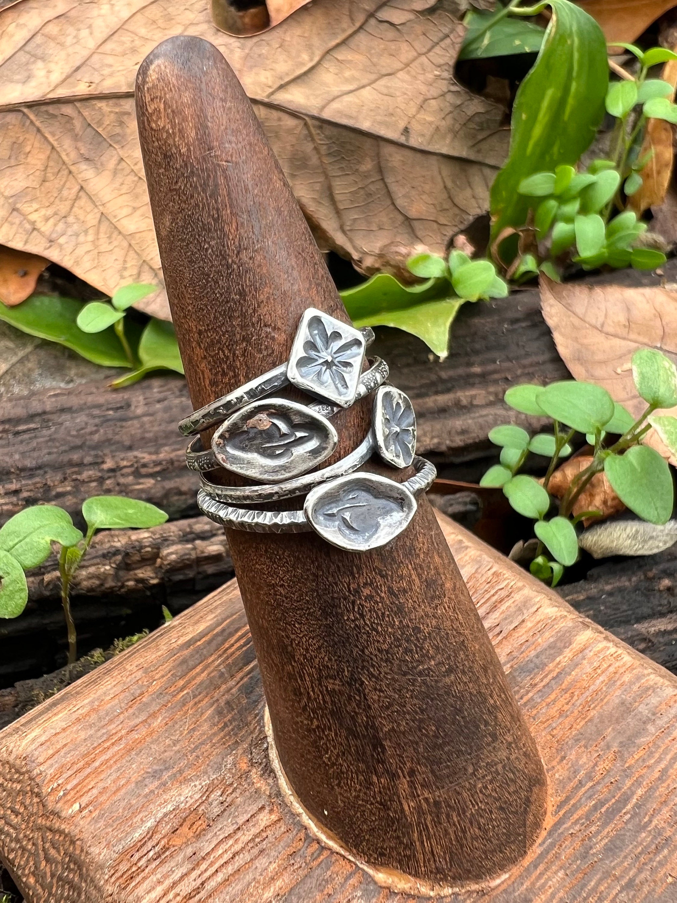 Outer Space Sterling Silver Stacker Rings - Etsy