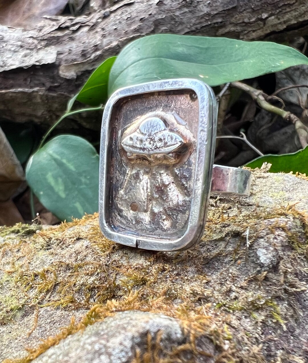 Sterling Silver and 14 Karat Gold UFO Ring - Etsy