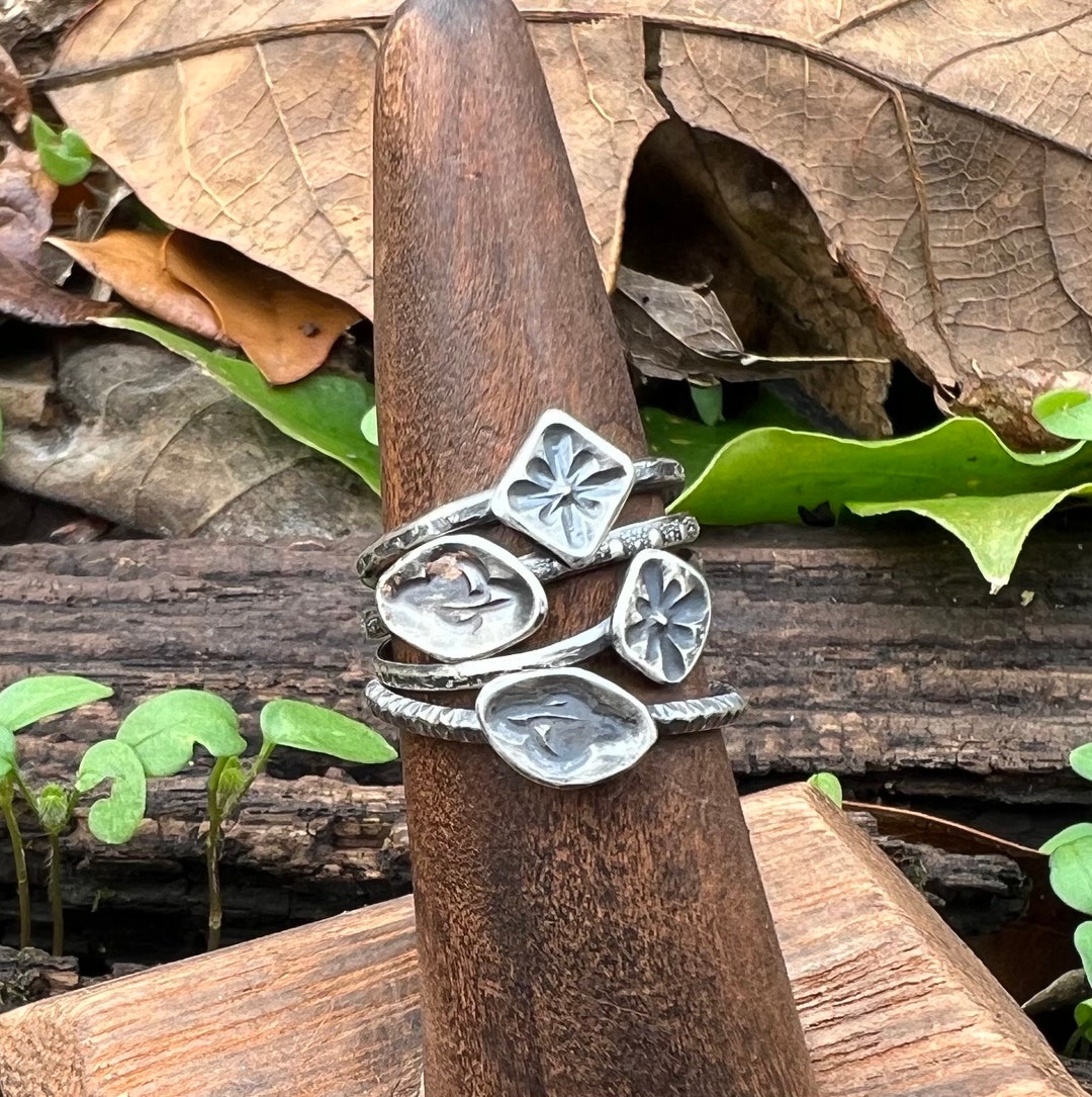 Outer Space Sterling Silver Stacker Rings - Etsy