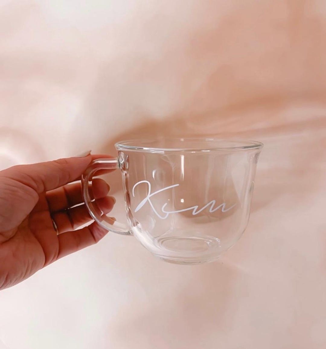 Personalized Glass Coffee Mug | Bridesmaid Gift With Name ...