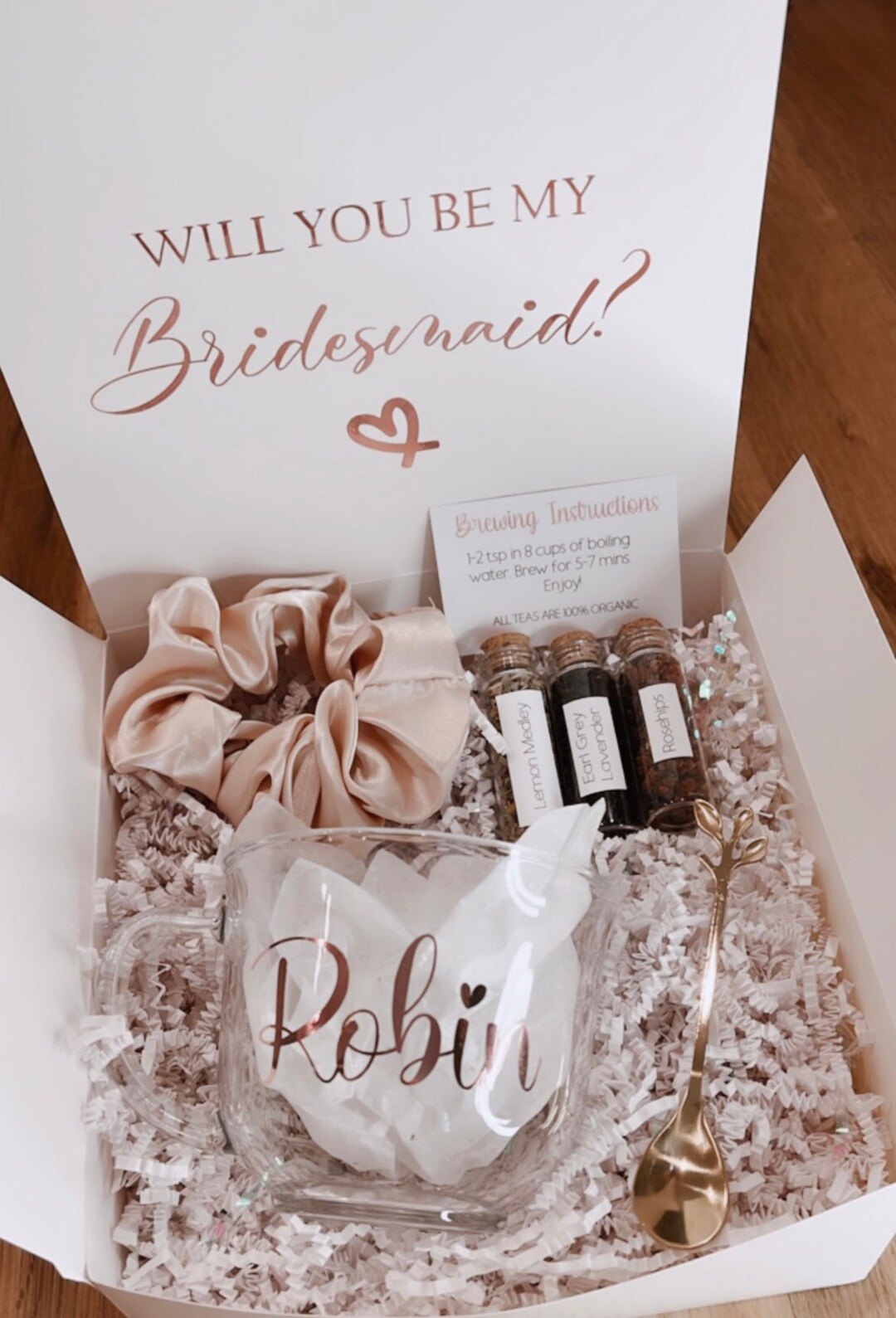 Bridesmaid Proposal Box | Personalized Mug, Organic Tea Gift Set - Etsy