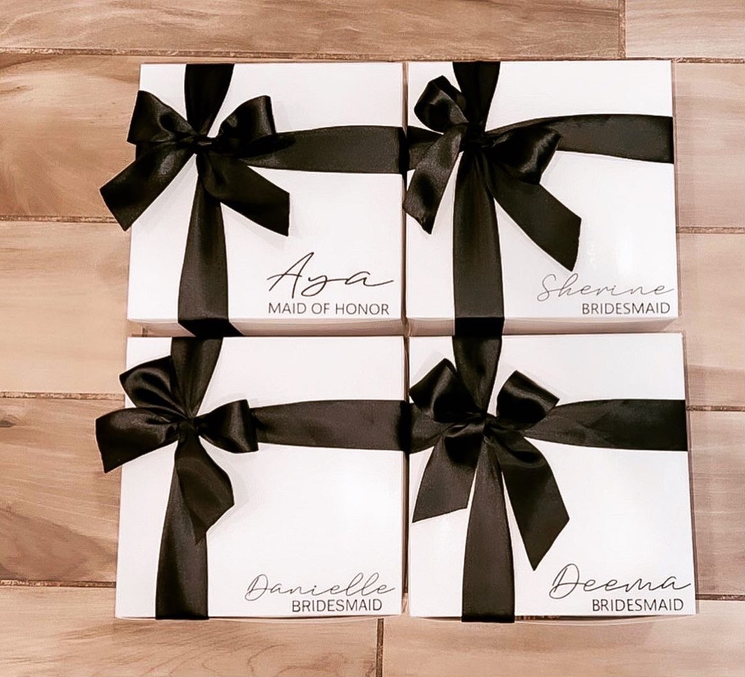 Black and White Bridesmaid Proposal Box | Bridesmaid Tea Proposal Box ...