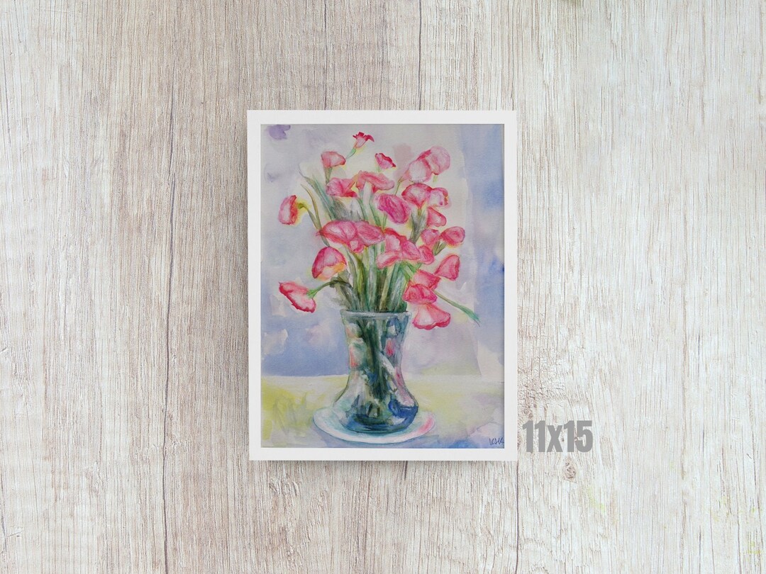 Original Watercolor Still Life - Watercolor Flowers Original - Small ...