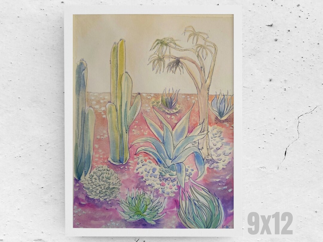 Desert Landscape Art - Original Cactus Succulent Art - Handmade Desert ...