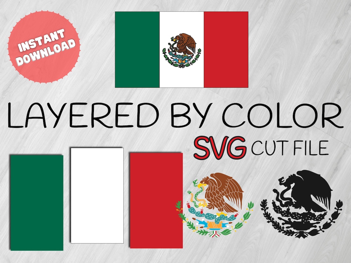 Mexico Flag SVG Layered Cut File Coat of Arms Eagle - Etsy Denmark