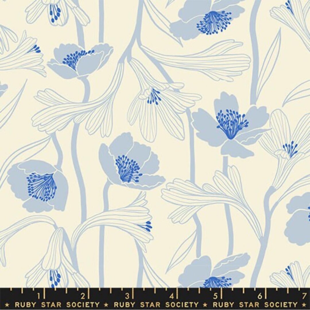 Water Flowers Cotton Fabric by Ruby Star Society: Natural Floral Print ...
