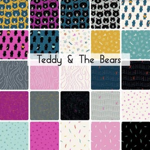 Fabric, Teddy and the Bears- Steel- Bears- Canvas, Fabric by the Yard ...