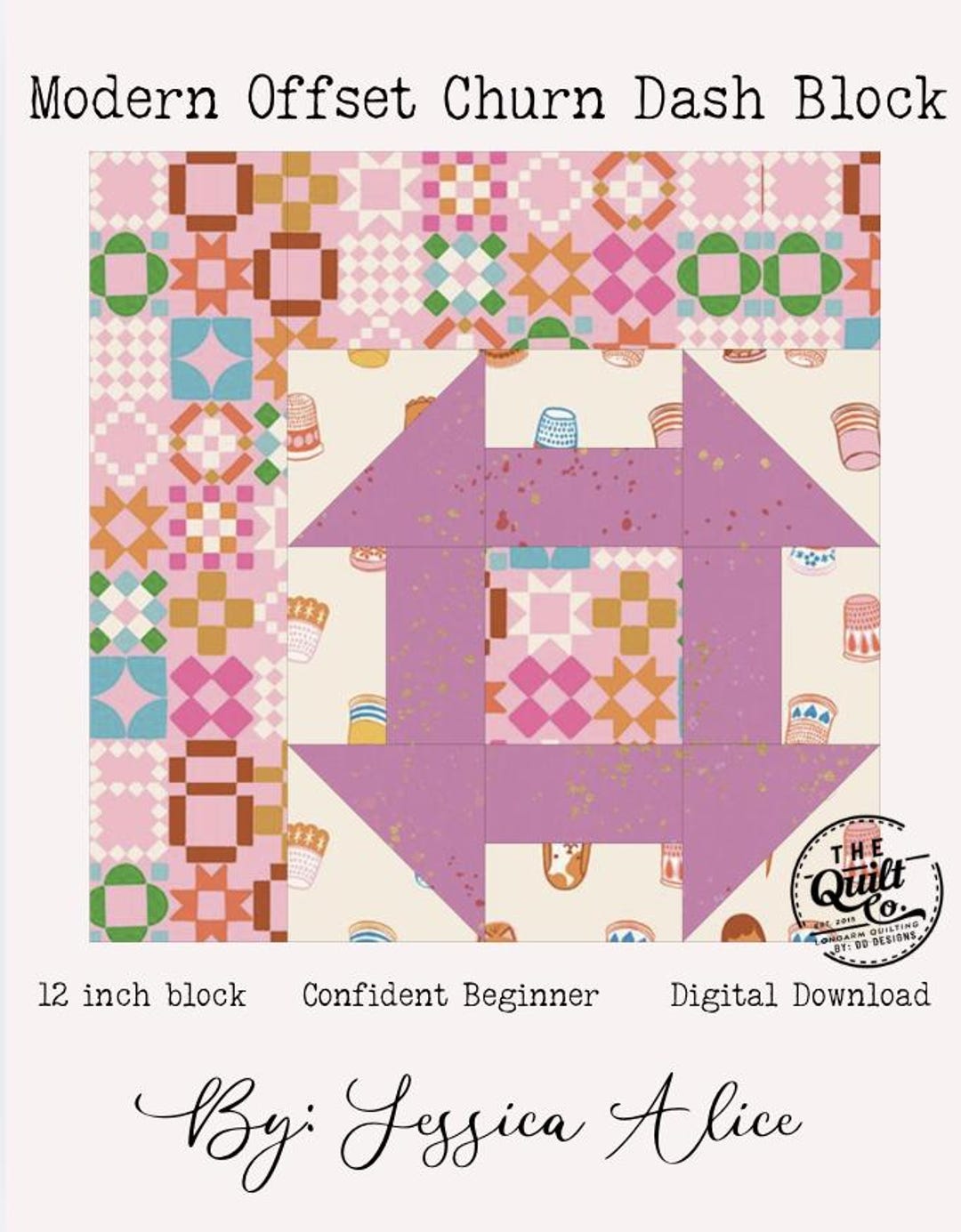 Modern Offset Churn Dash | FPP Block Pattern | 12 Inch Block ...