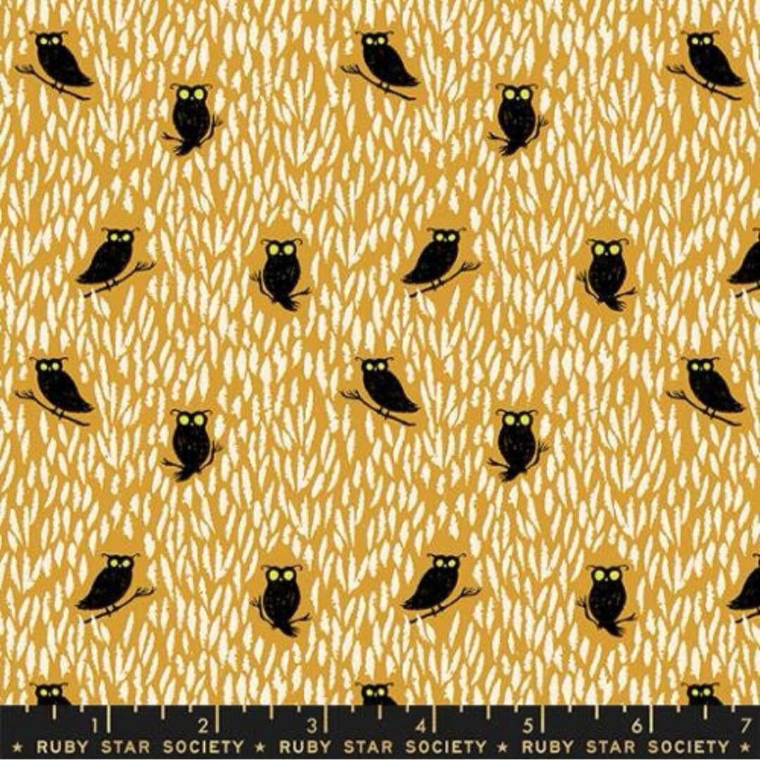 Ruby Star Society Tiny Frights Fabric: Yellow Halloween Cotton - Etsy