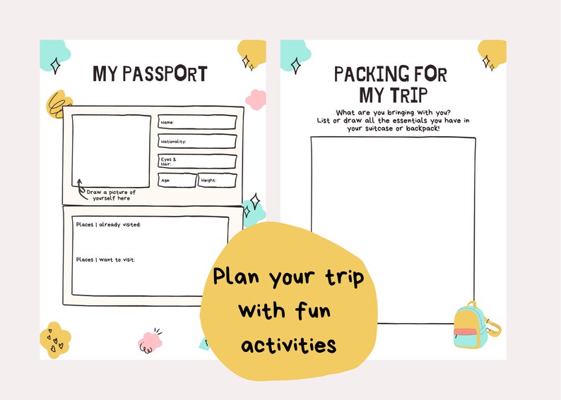 Kids Travel Journal Printable Digital PDF Road Trip Daily Memory Book ...