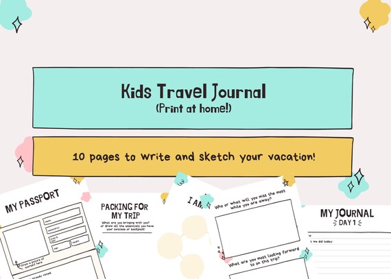 Kids Travel Journal Printable Digital PDF Road Trip | Etsy