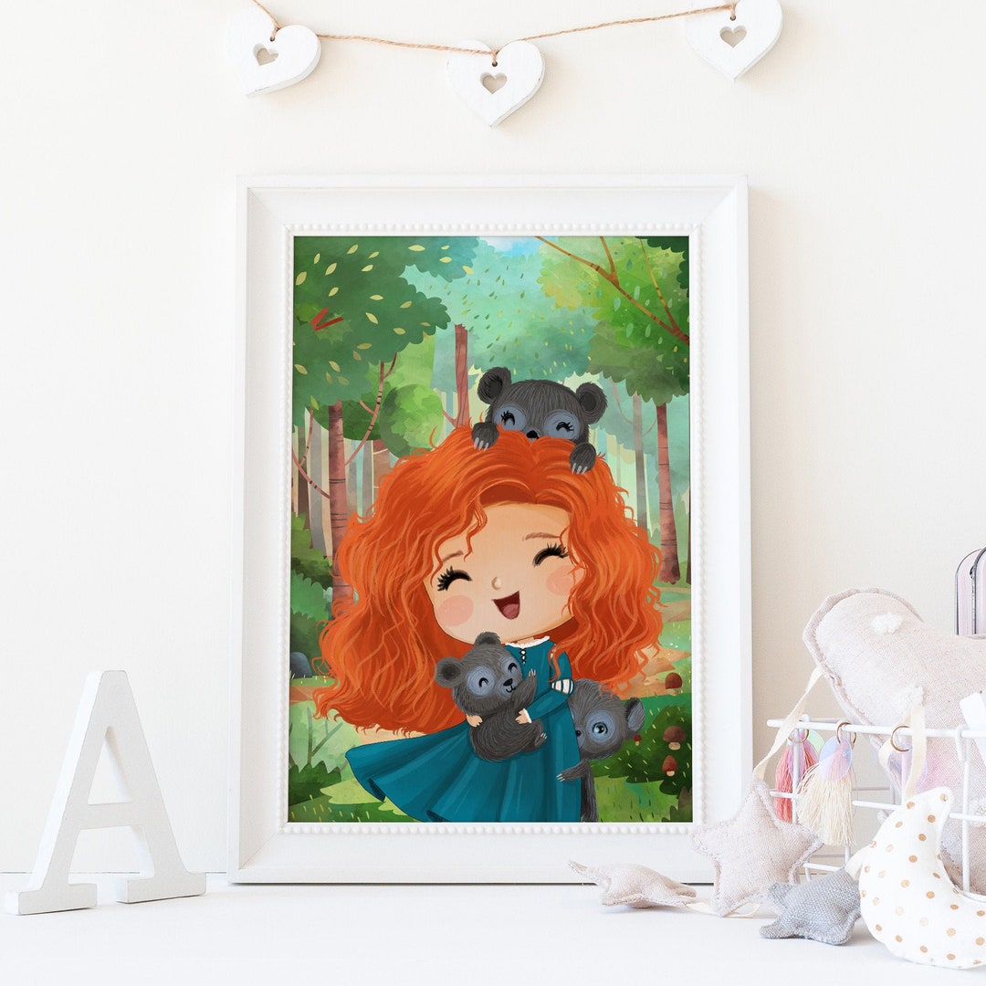 Brave Disney Nursery Wall Art Prints, Princess Wall Decor for Baby Room ...