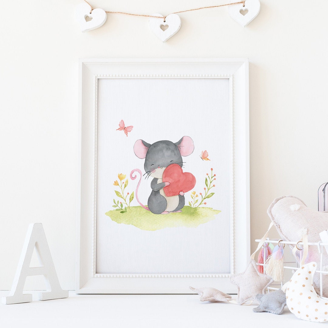 Nursery Art ''cute Mouse'' Baby Mouse Print - Etsy