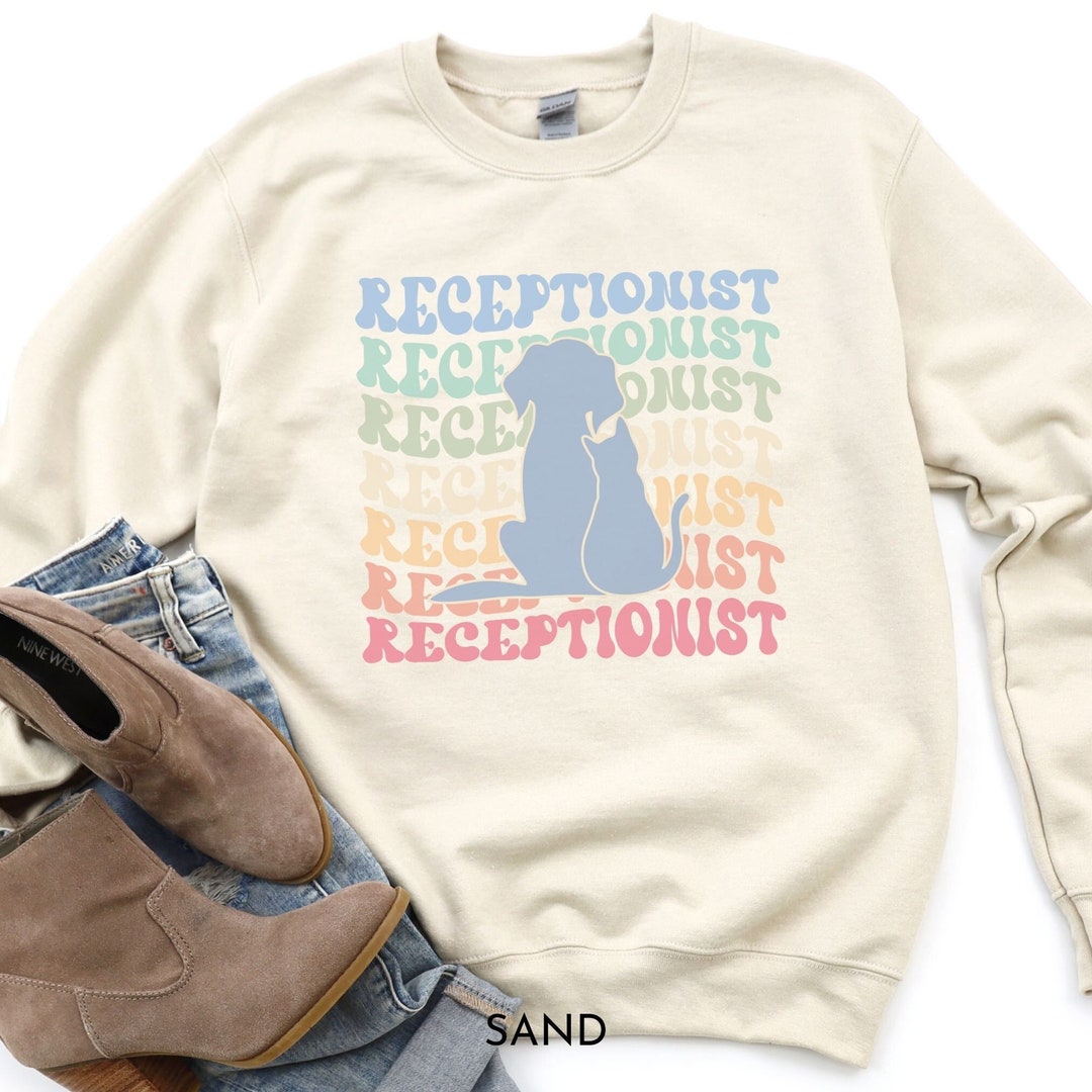 Retro Vet Reception Sweatshirt Groovy Veterinary Receptionist - Etsy