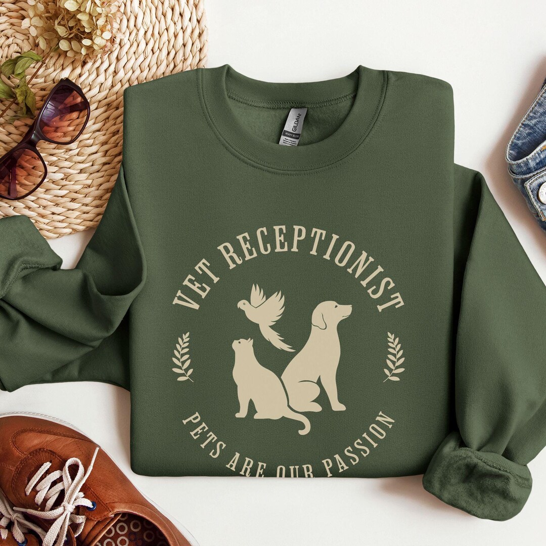 Vet Reception Sweatshirt, Vintage Style Veterinary Receptionist Sweater ...