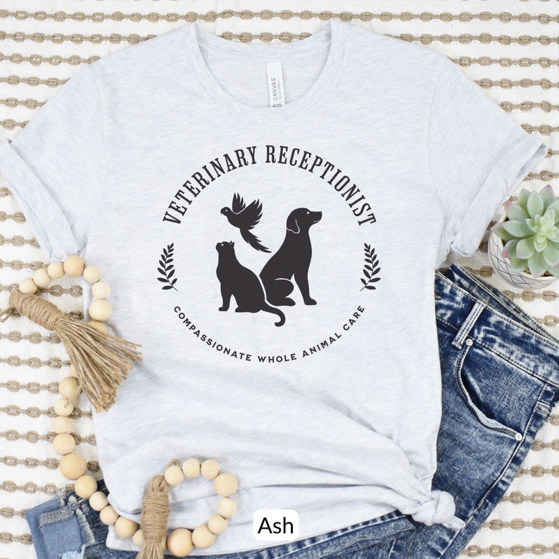 Vintage Style Veterinary Receptionist Tee, Vet Reception T-shirt, Vet ...