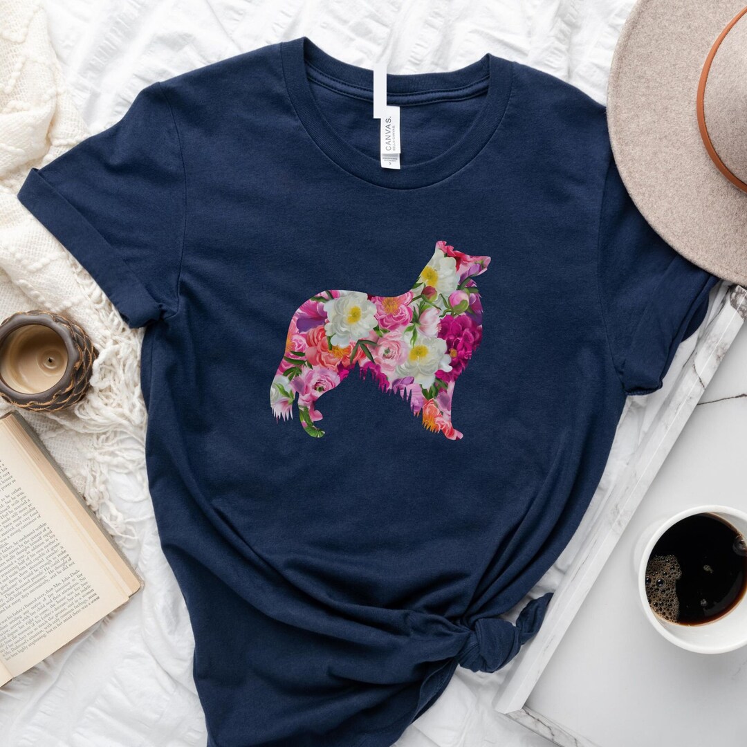 Rough Collie T-shirt, Collie Mom Shirt, Collie Gift Women, Floral Dog ...