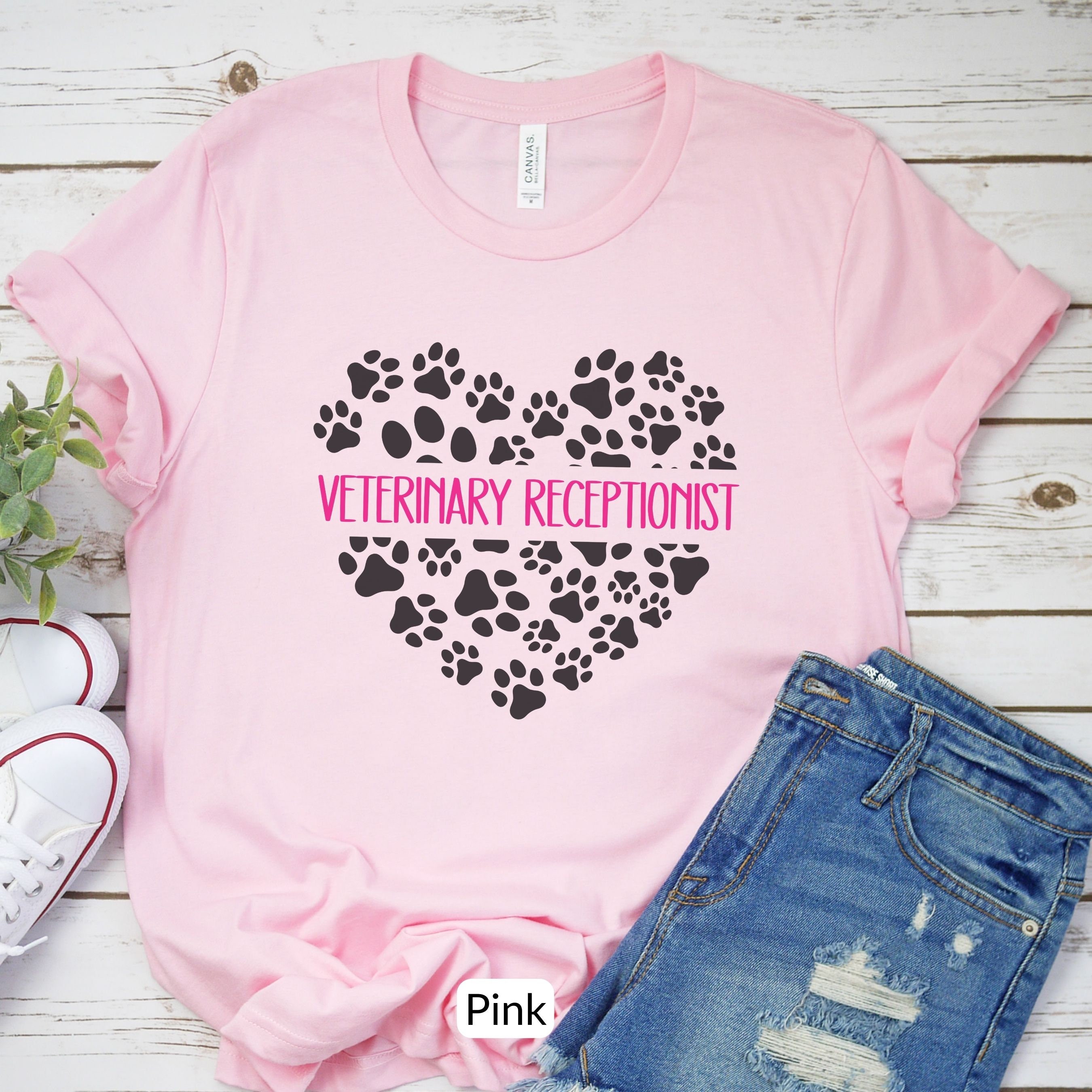 Vet Receptionist T-shirt, Cute Vet Clinic Shirt for Woman, Veterinary ...