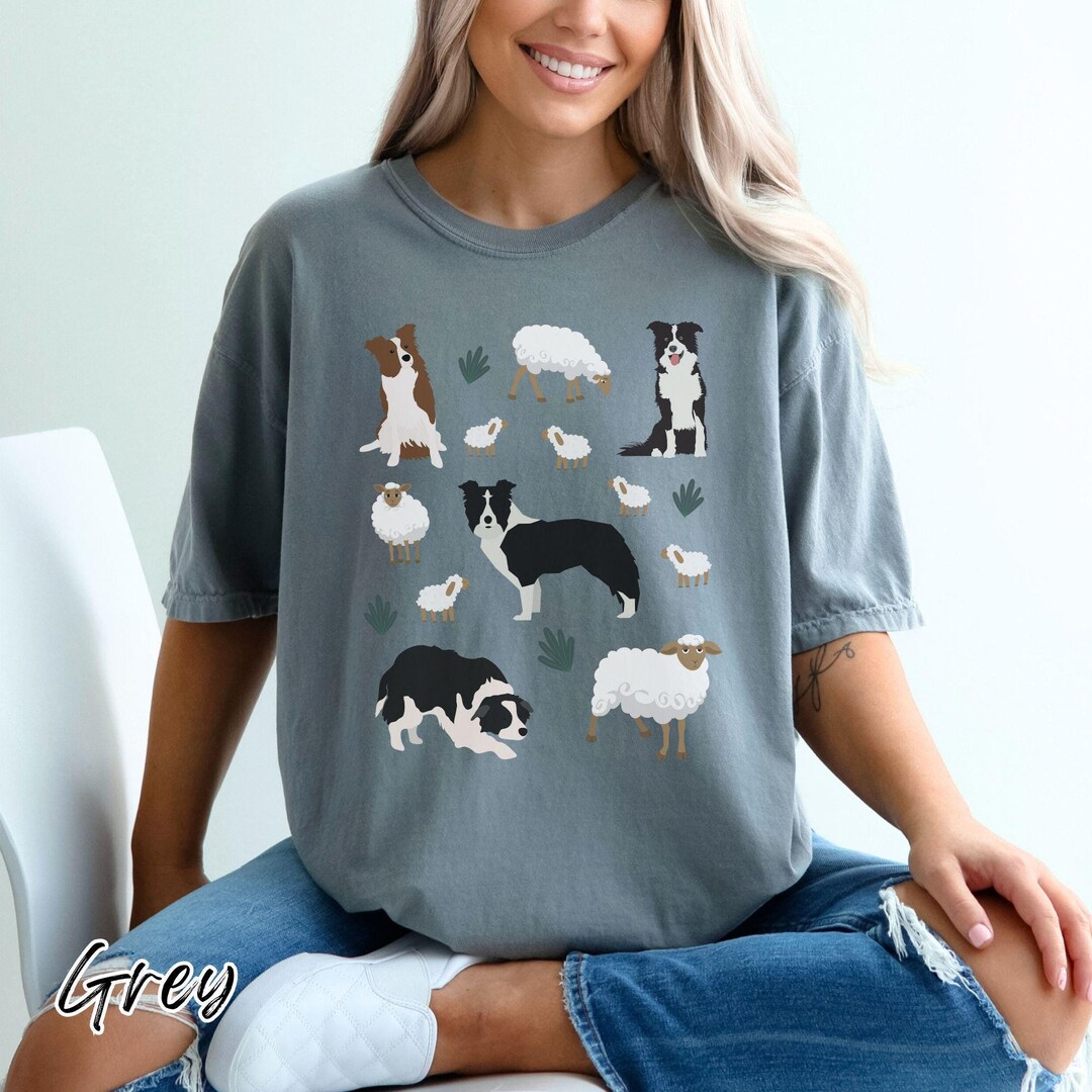 Comfort Colors Border Collie T-shirt, Border Collie Sheep, Border ...