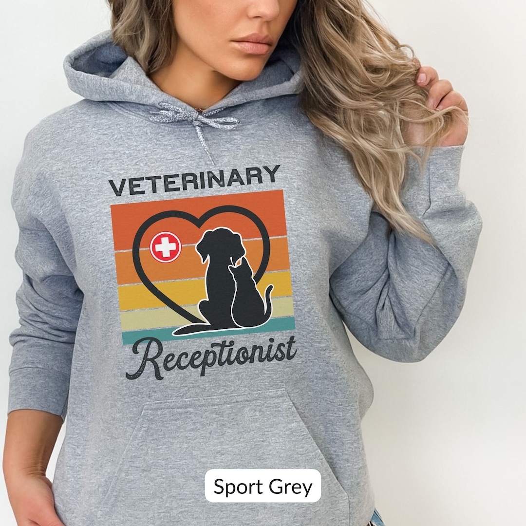 Vet Receptionist Hoodie, Vet Clinic Staff Shirt for Front Office, Vet ...