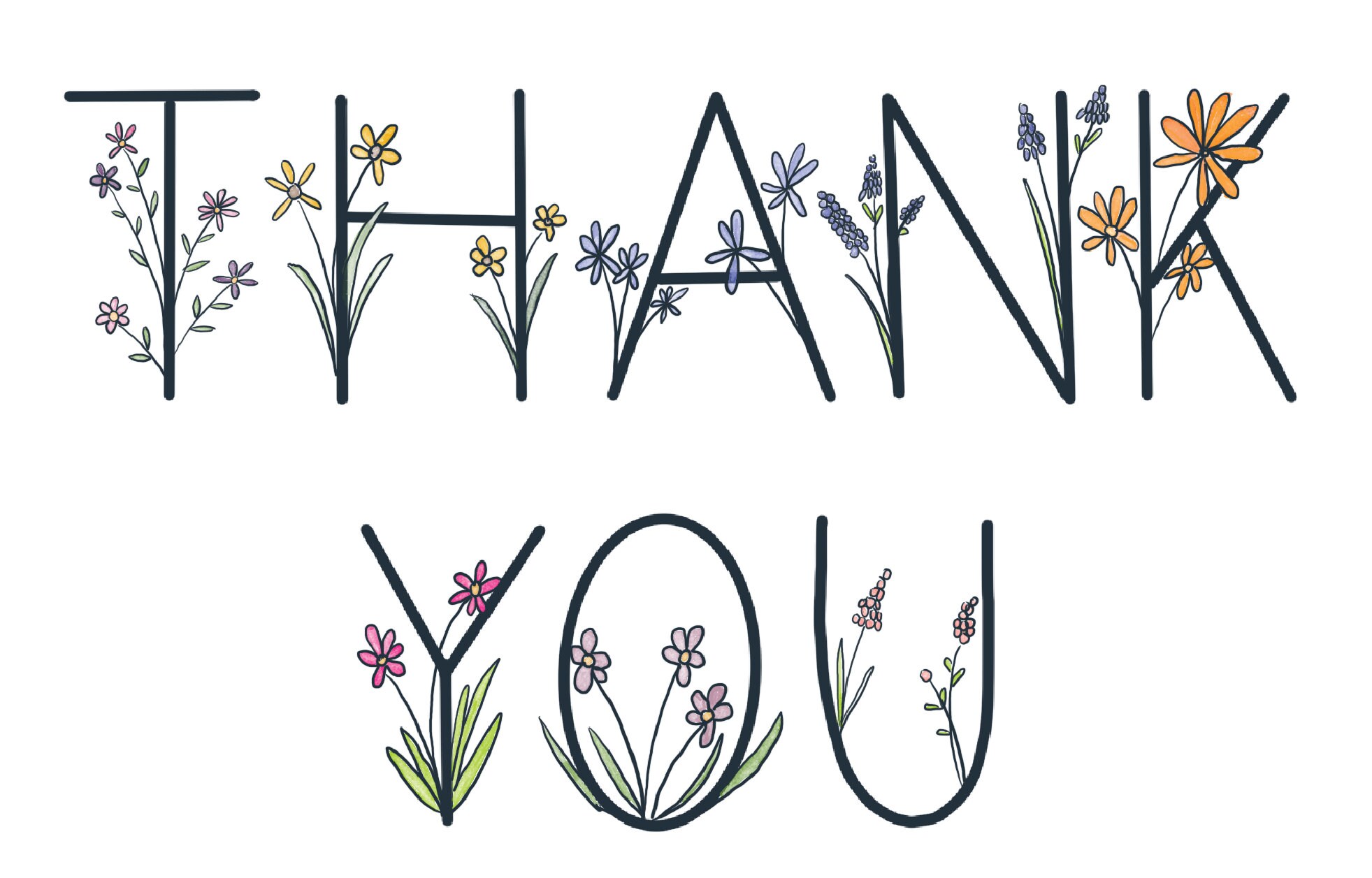 Printable Hand Drawn Thank You Note - Etsy