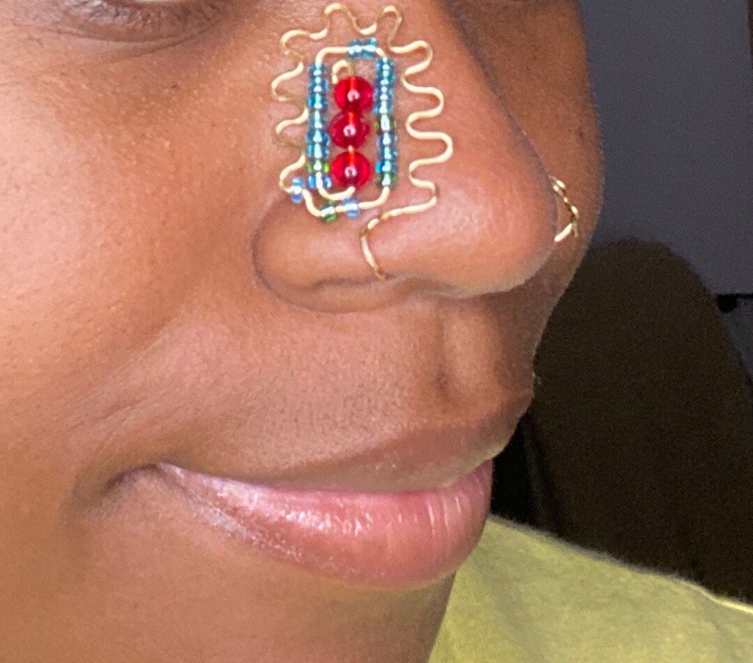 Abstract Wire Nose Cuff Nose Cuff With Bead Detailing One - Etsy