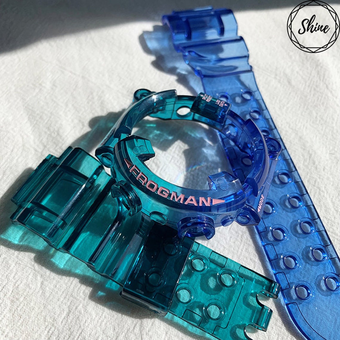 DIY Dyed Blue and Green Frogman DW-8200 Custom Jelly Bezel & Straps for ...