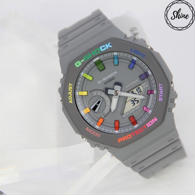 Casioak Rainbow GA-2110ET-8A Custom Watch Rainbow 12 Hour - Etsy