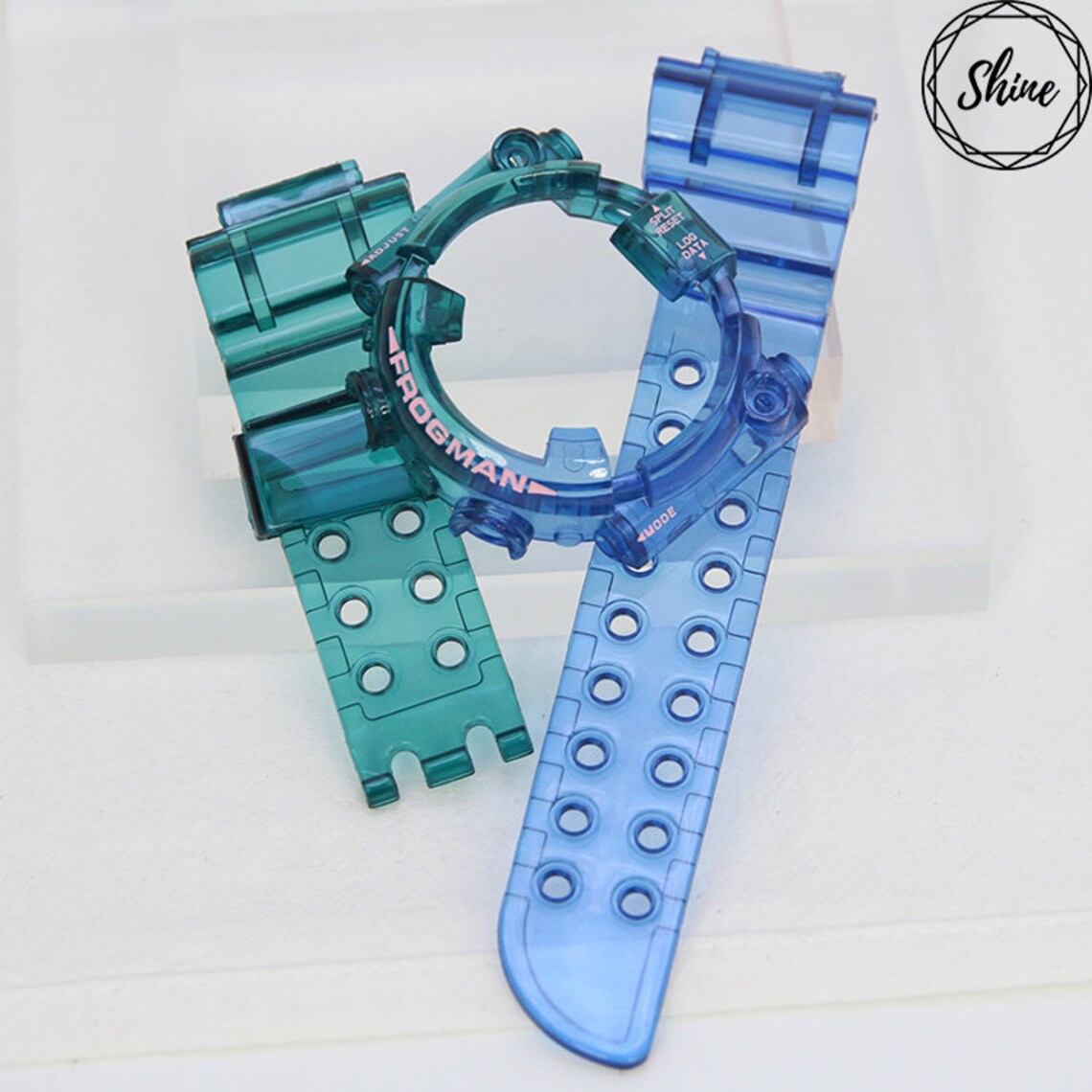 DIY Dyed Blue and Green Frogman DW-8200 Custom Jelly Bezel & Straps for ...