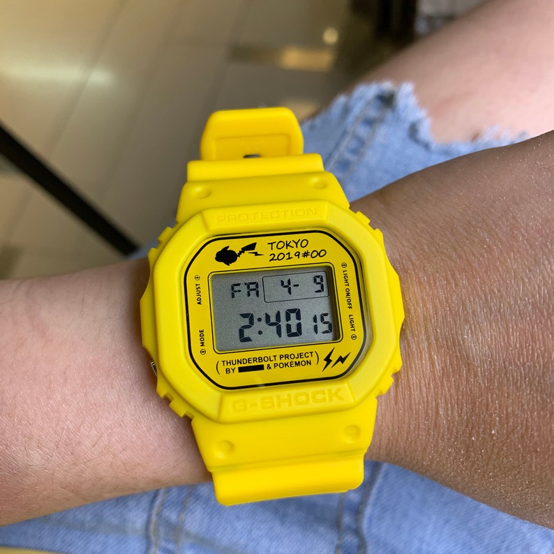 Pikachu Custom Watch Pokemon Back Light Casio G-shock DW-5600E-1 Fasion ...