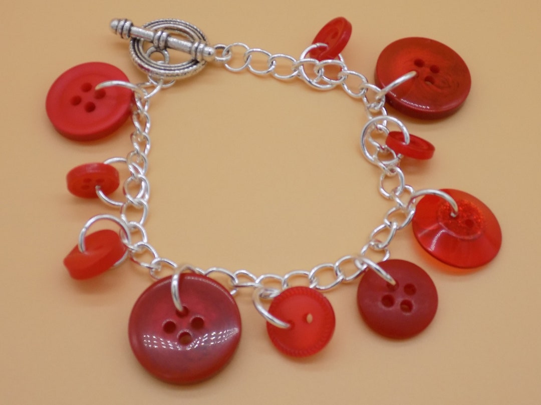 Red Button Bracelet Button Jewellery Christmas Gift Idea - Etsy UK