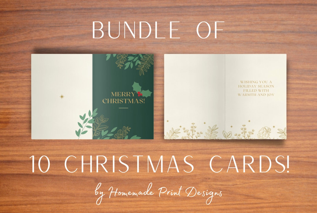 Printable Christmas Cards - Variety Bundle of Ten! Instant Digital ...