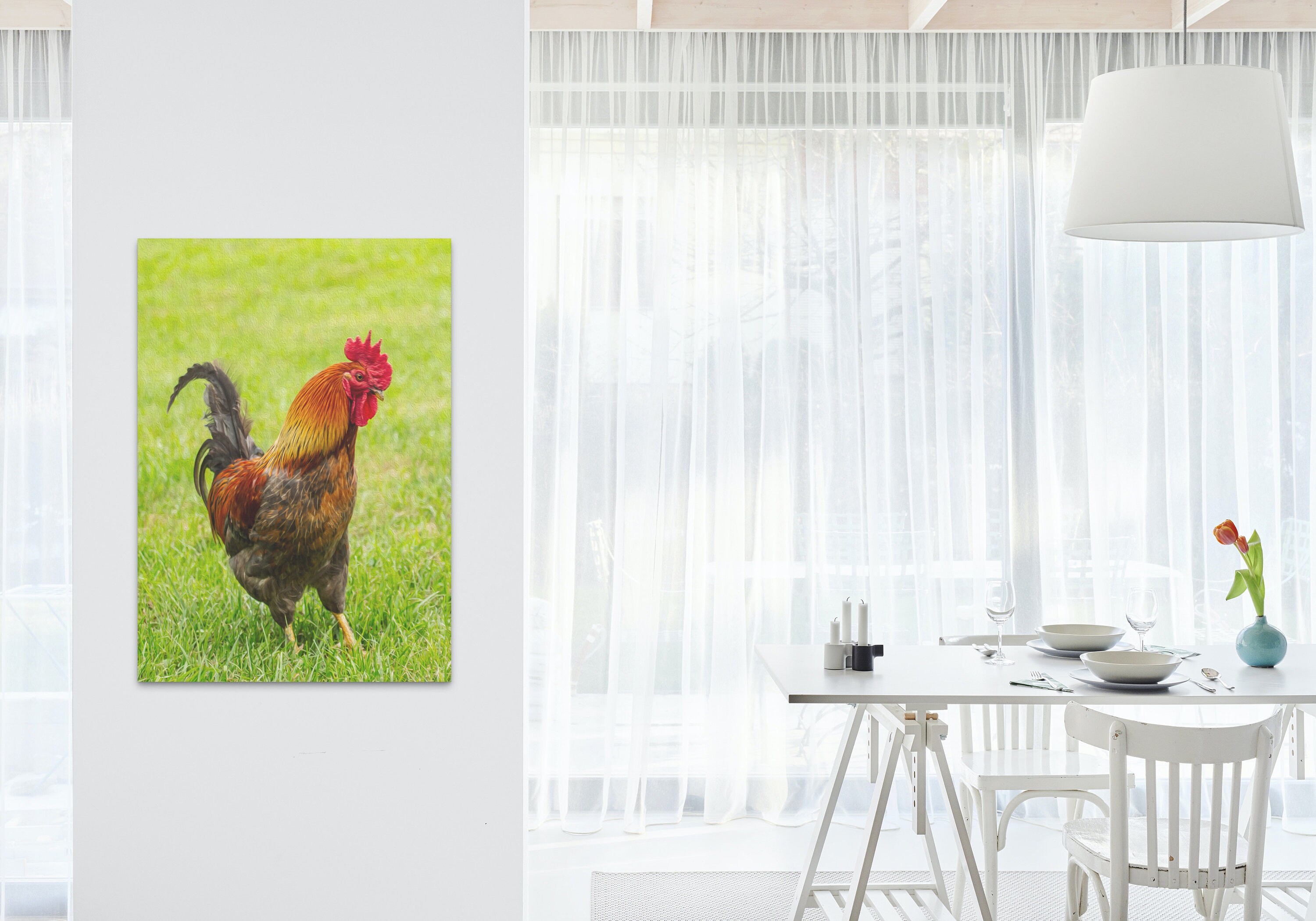 Original Photography of Rooster Running Free in Summer Green Grass - Etsy