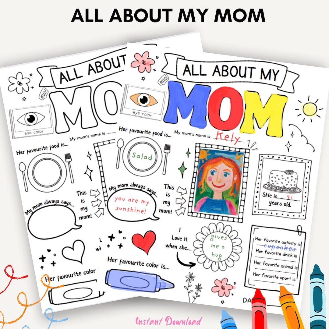 All About My Mom - Printable Fill-in-the-blank Worksheet for Kids - Fun ...