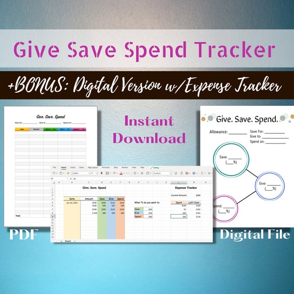 Give Save Spend - Etsy