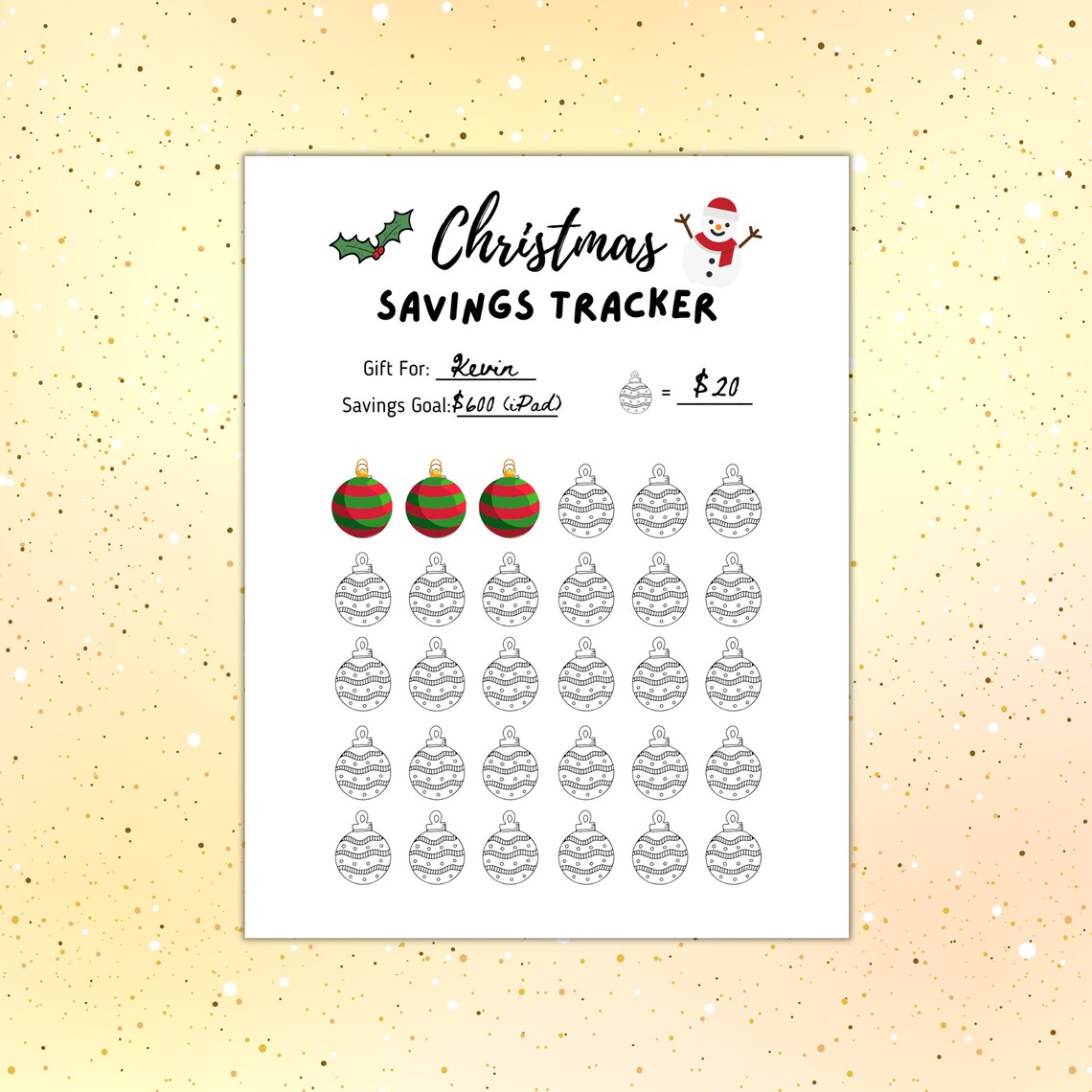 Christmas Savings Tracker Holiday Savings Tracker Savings - Etsy