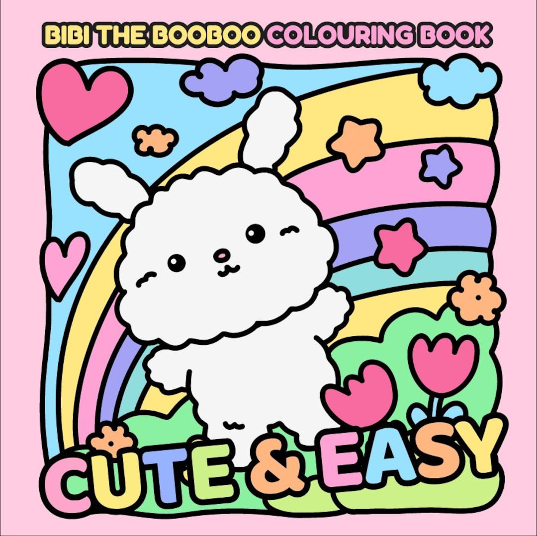 CUTE & EASY Coloring Book by Bibi the Booboo, Bold Line Kawaii Pages ...