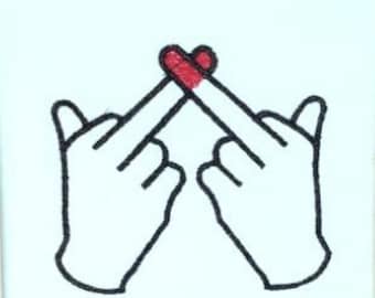 Crossed Middle Fingers With Heart Embroidery Design 4X4 Hoop, Middle ...