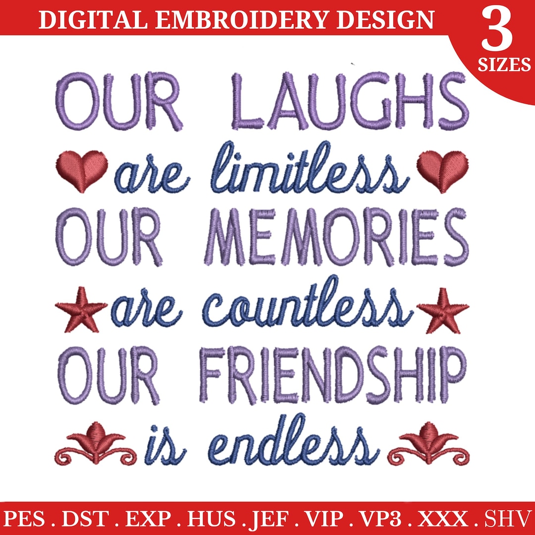Our Laughs Are Limitless Embroidery Design, Best Friend Embroidery ...