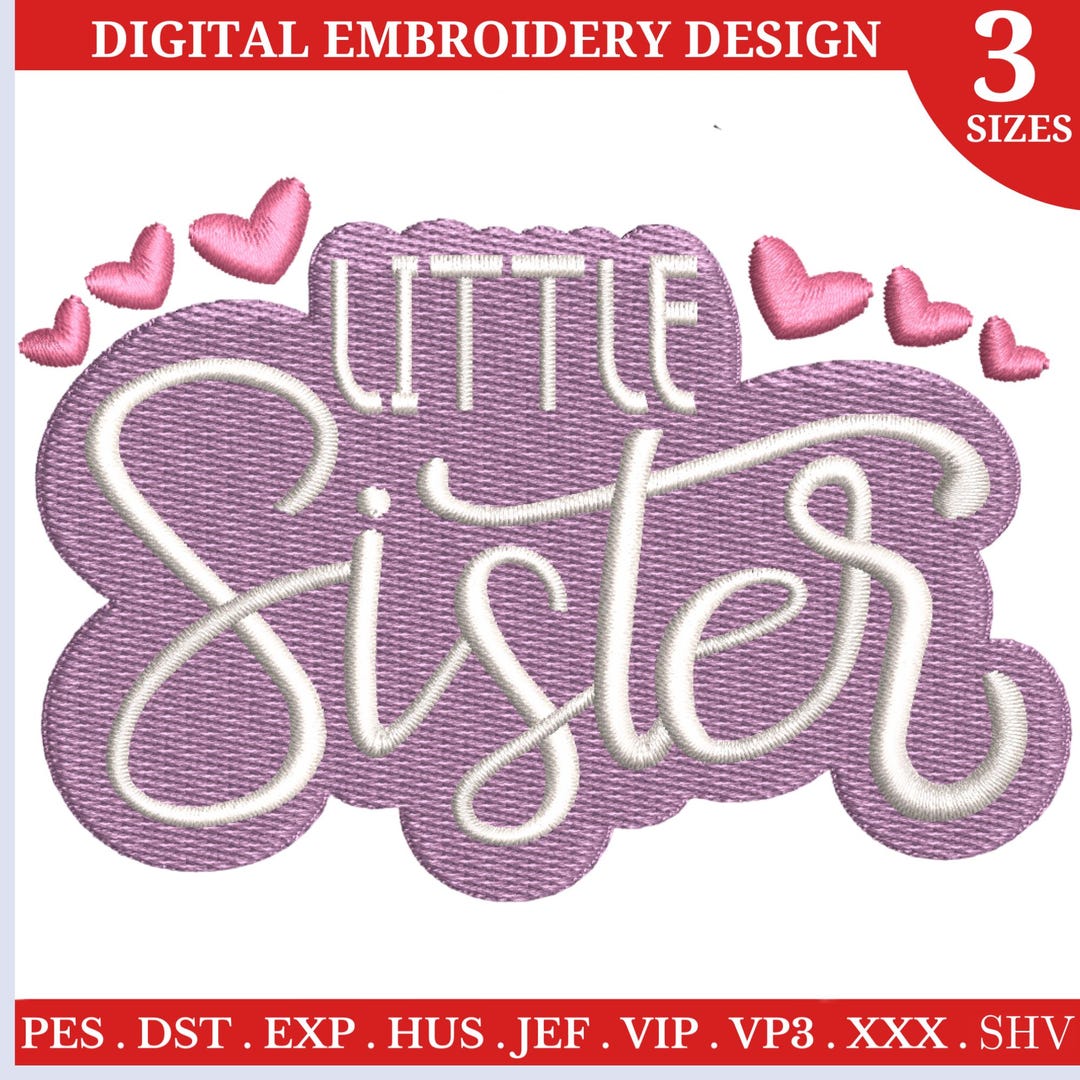 Little Sister, Little Sis Embroidery Design, New Baby Girl Shower ...