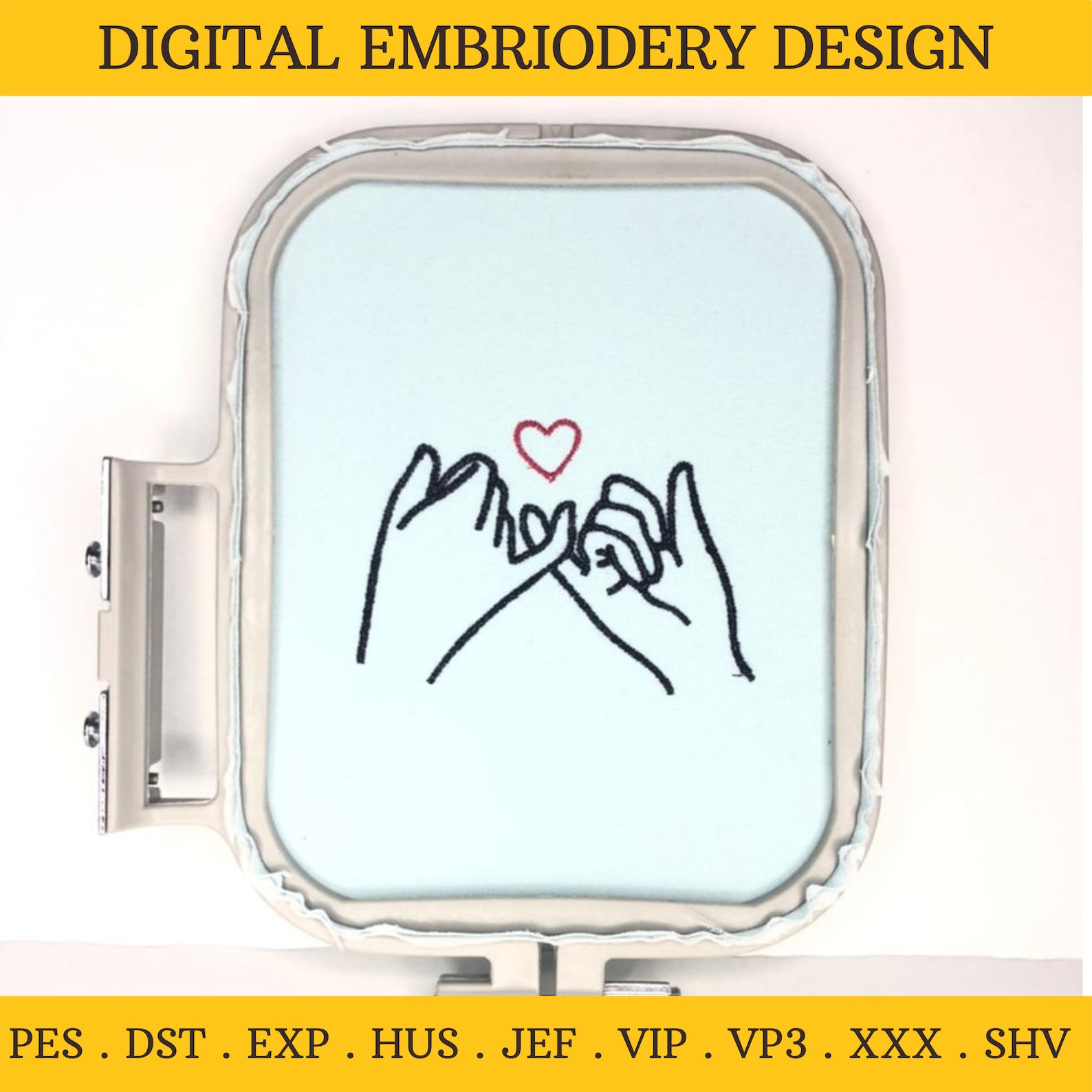 Pinky Promise Love Heart Embroidery Design 4X4 Hoop | Machine ...